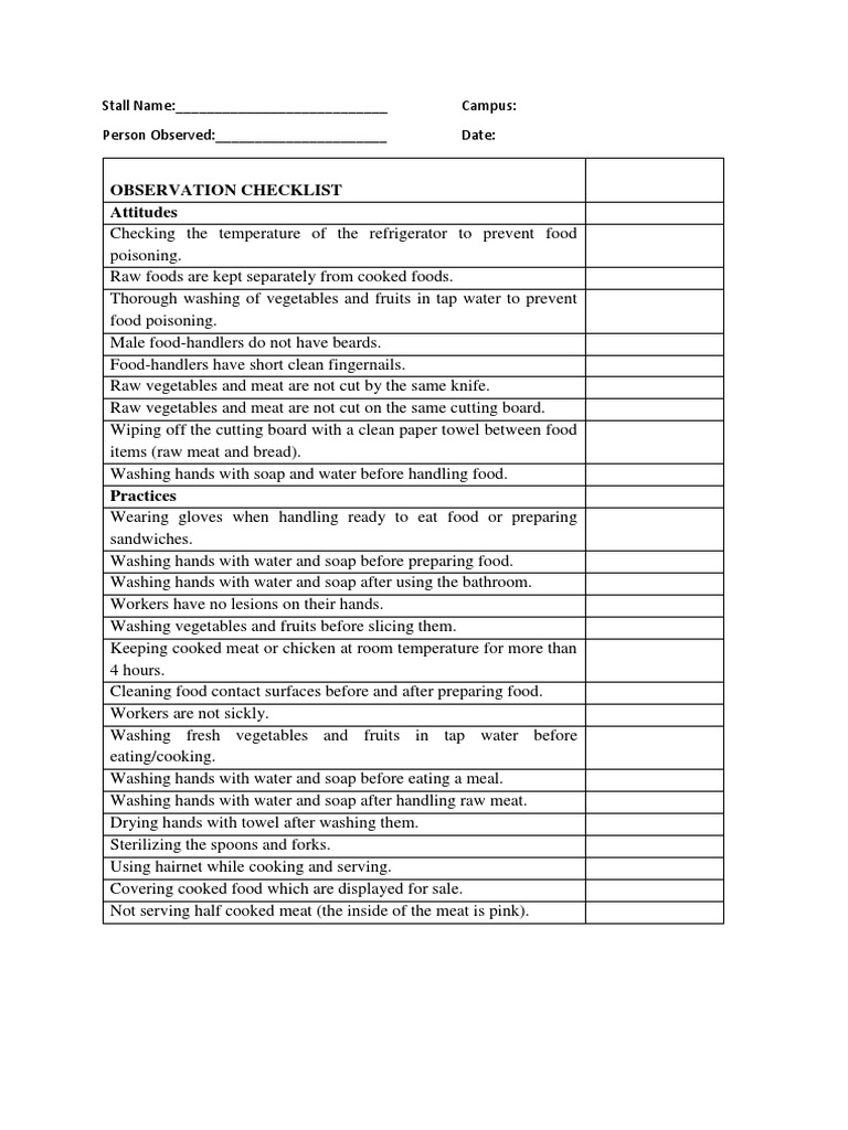 Part 3 - Observation Checklist | PDF