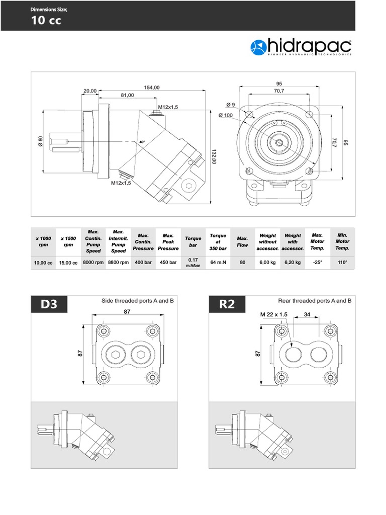 A2FM Bent Axis Motors | PDF | Horsepower | Torque
