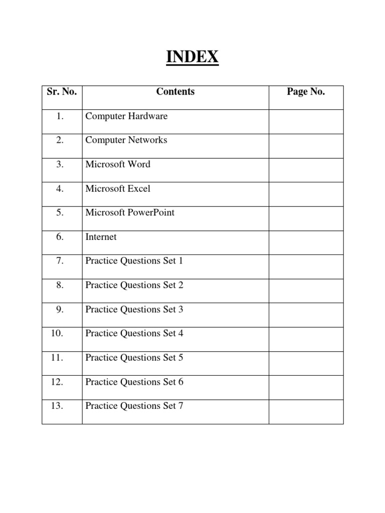 Kapil Computer INDEX | PDF
