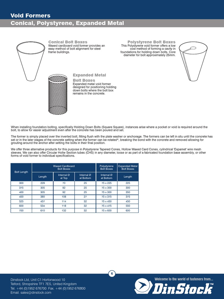 Void Formers Conical, Polystyrene, Expanded Metal | PDF | Screw ...