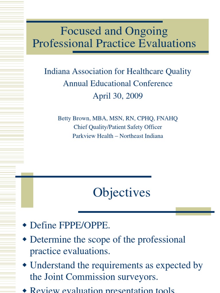 Understanding FPPE and OPPE Evaluations | PDF | Physician | Joint Commission