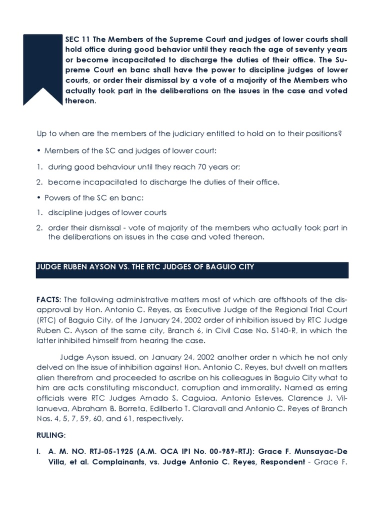 Consti Art Viii Sec 11 (E) | PDF | Supreme Courts | Judiciaries