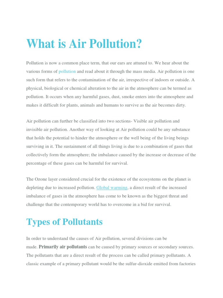 What Is Air Pollution?: Types of Pollutants | PDF | Air Pollution ...