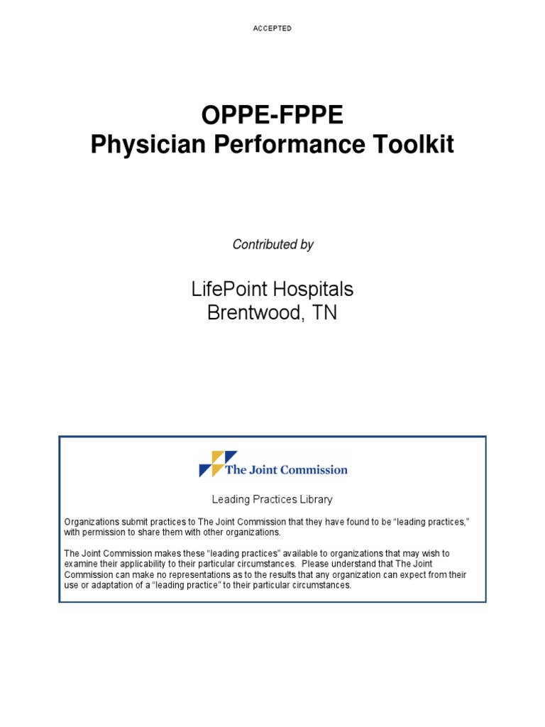 Oppe Fppe Toolkit | Physician | Evaluation