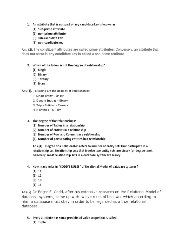 Non-Prime Attribute: Attributes Called Attributes Attribute Not Any ...