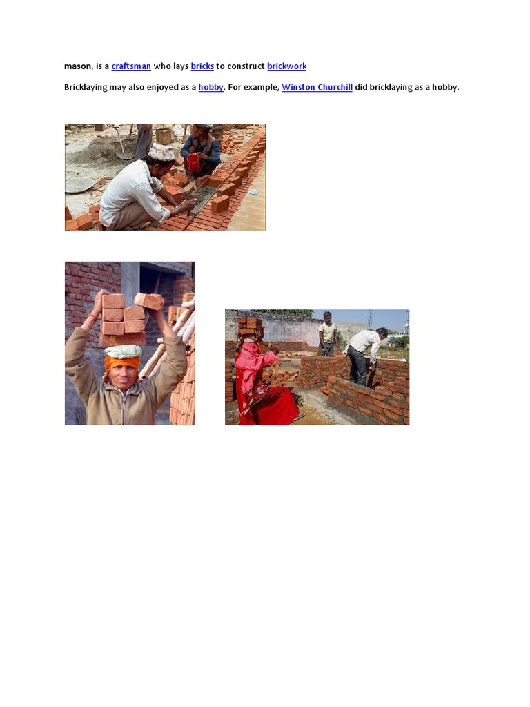 Craftsman Bricks Brickwork Hobby Winston Churchill: Mason, Is A | PDF ...