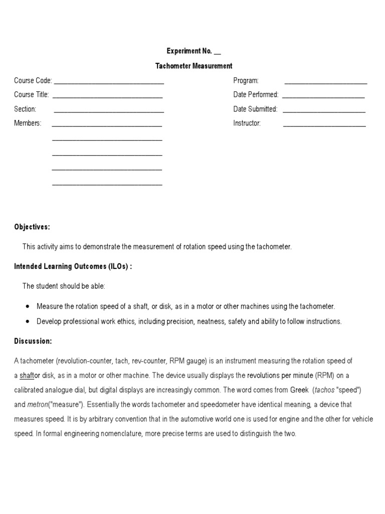 Me Lab 1 Experiment | PDF | Applied And Interdisciplinary Physics ...