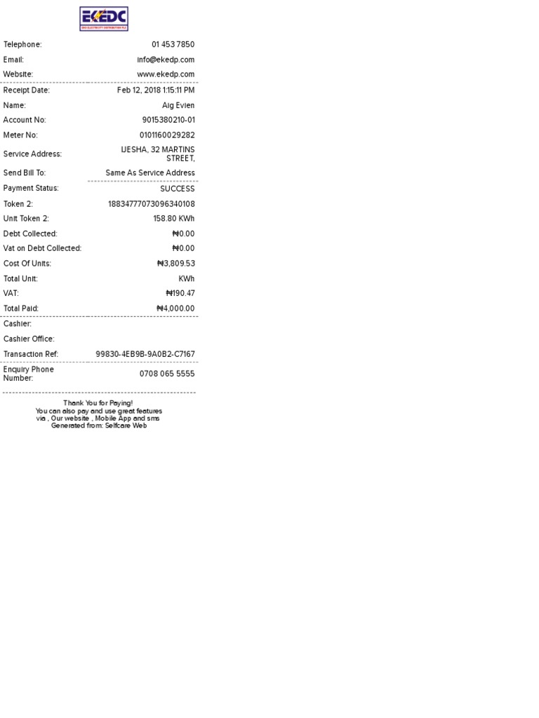 Eko Electricity Distribution Company - Pay by Voucher | PDF | Voucher ...