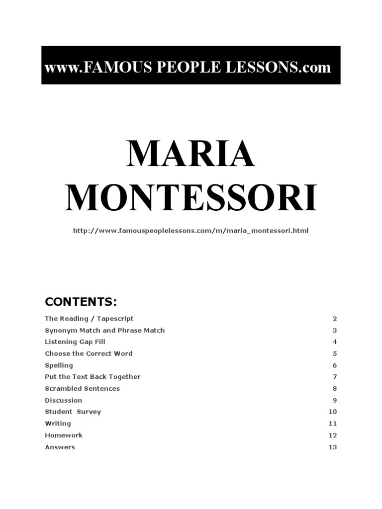 Maria Montessori | PDF | Communication | Behavior Modification