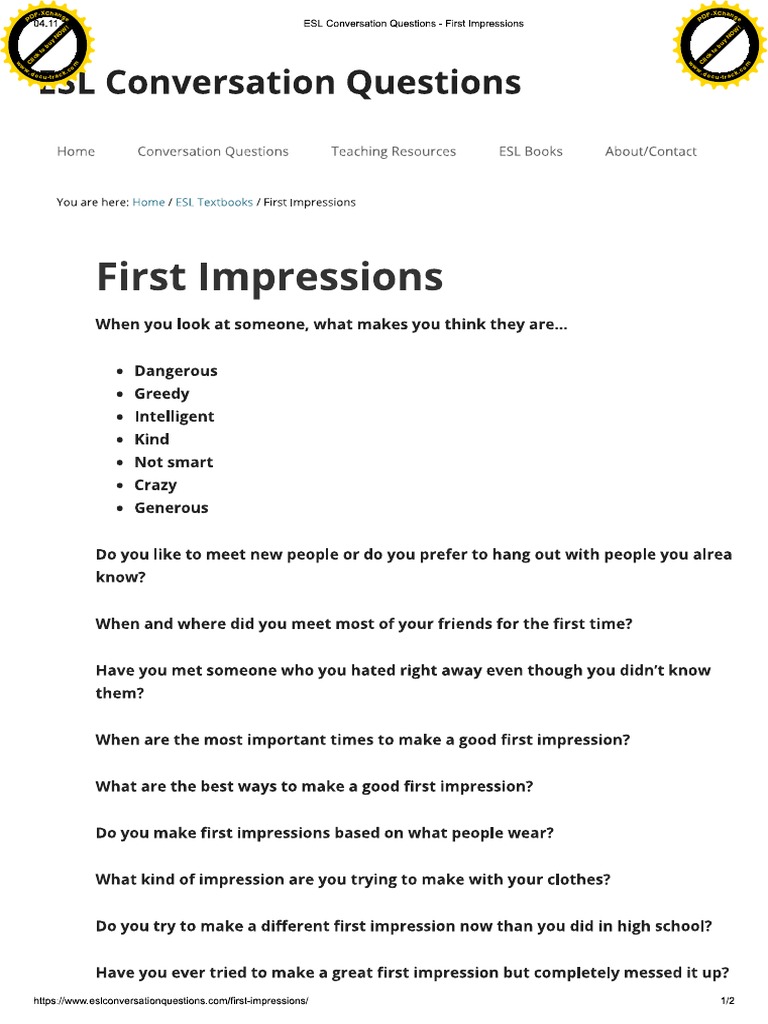 First Impressions | PDF