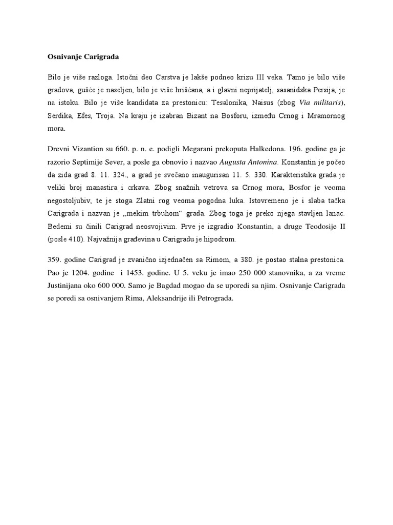 Osnivanje Carigrada | PDF