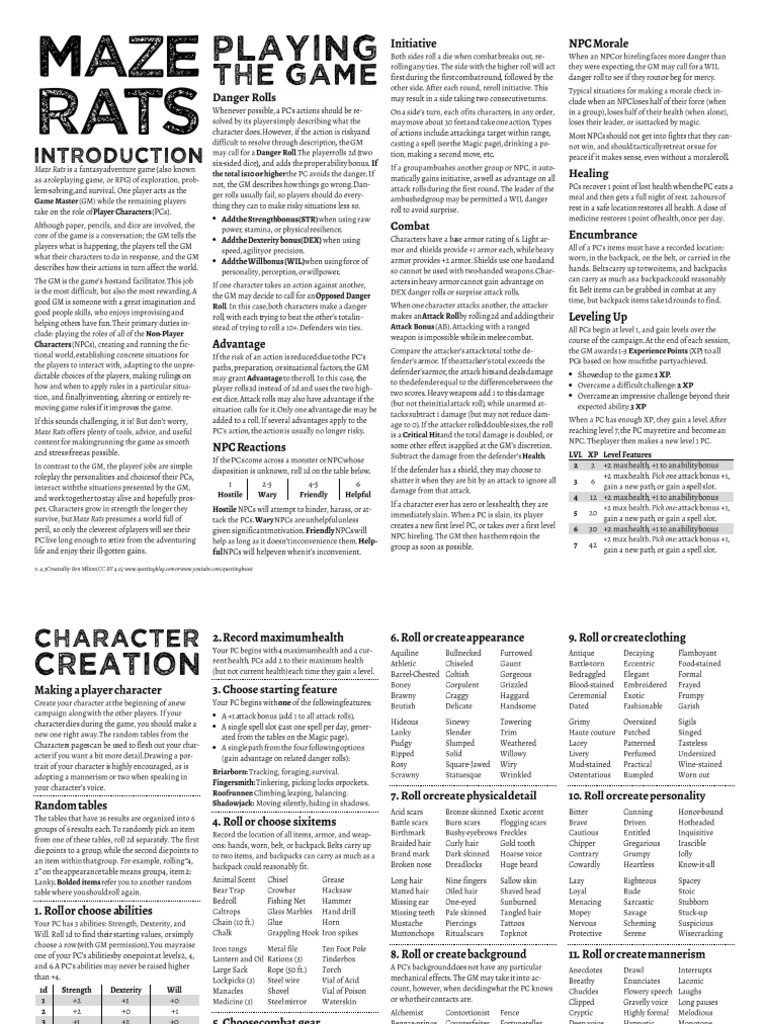 Maze Rats V4.3 | PDF