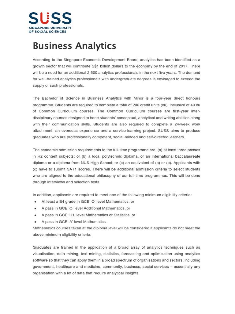 Business Analytics | Analytics | Bachelor's Degree