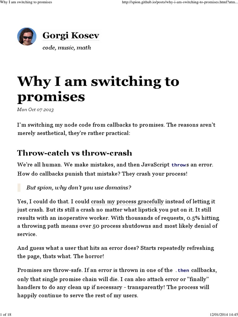 Why I Am Switching To Promises | PDF | Callback (Computer Programming ...