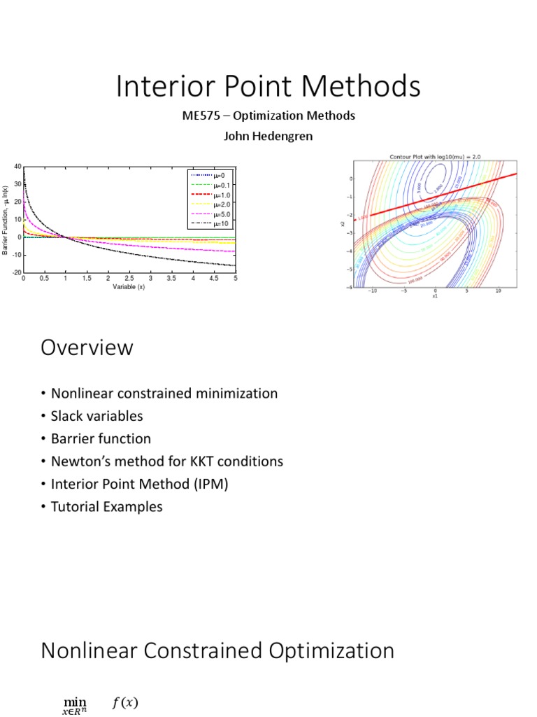 Interior Point Methods: ME575 - Optimization Methods John Hedengren | PDF | Mathematical ...