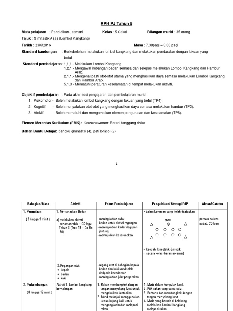 RPH KSSR PJ Tahun 5 | PDF
