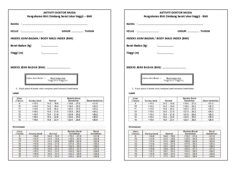 Borang Bmi Details | PDF
