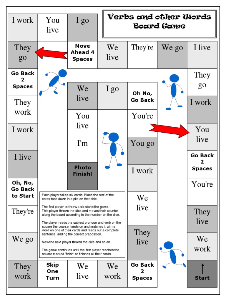 Board Game - Verbs and Other Words PDF | PDF | Sentence (Linguistics ...