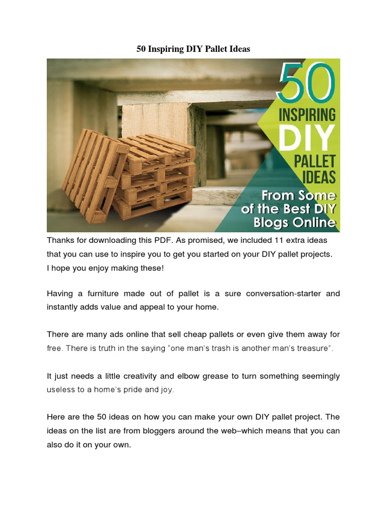 50 Inspiring Diy Pallet Ideas PDF | PDF | Pallet | Do It Yourself