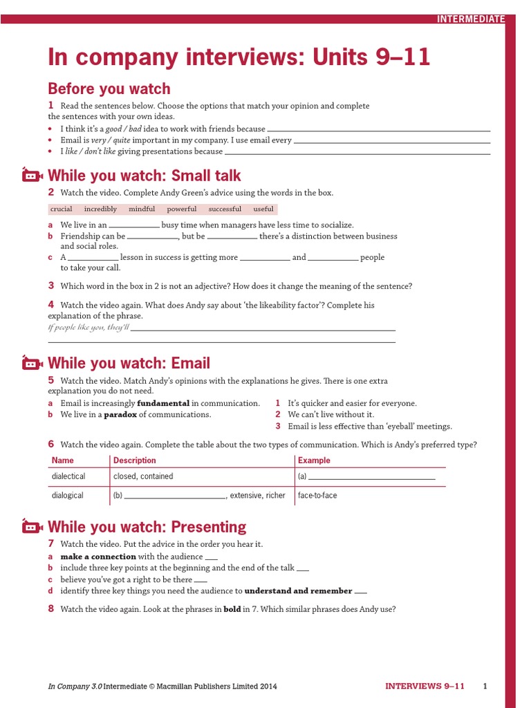 IC3 Int Video Interview 9-11 PDF | PDF | Phrase | Communication