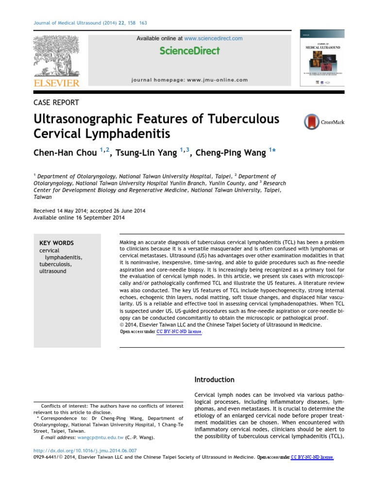 Ultrasonographic Features of Tuberculous Cervical Lymphadenitis | PDF ...