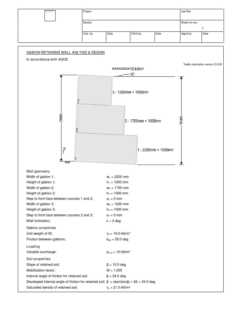 Gabion Retaining Wall Anlysis | PDF | Civil Engineering | Physical Quantities