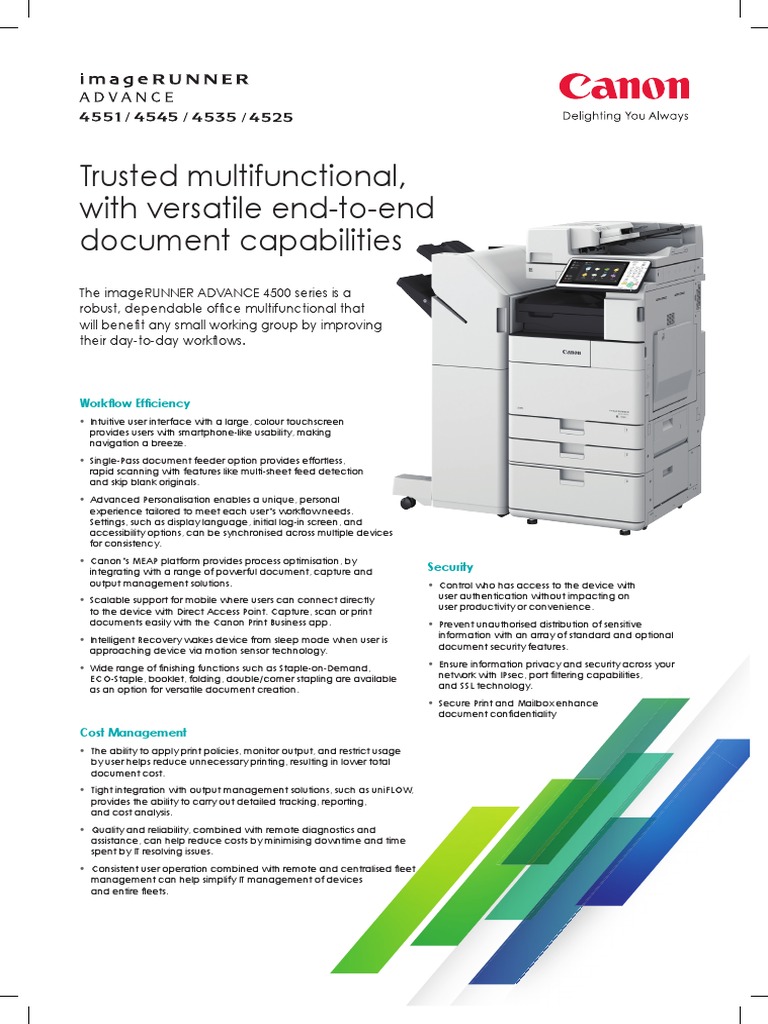 Canon IR-ADV 4500 Brochure | PDF | Image Scanner | Authentication