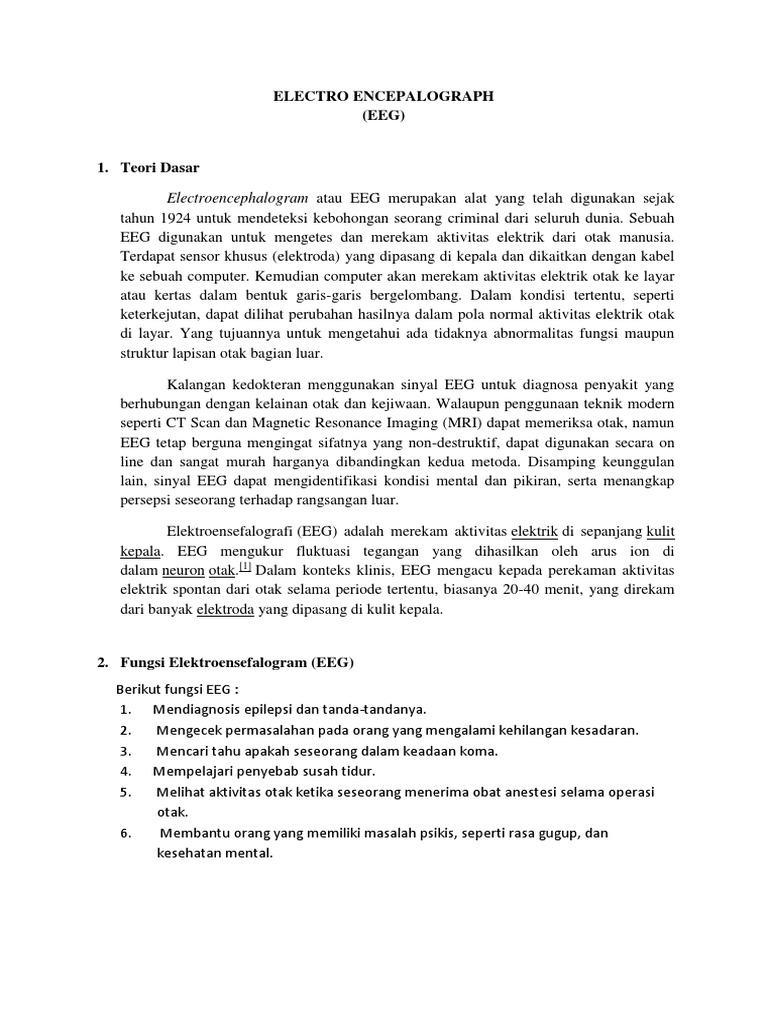 Electroencephalogram Atau EEG Merupakan Alat Yang Telah Digunakan Sejak ...