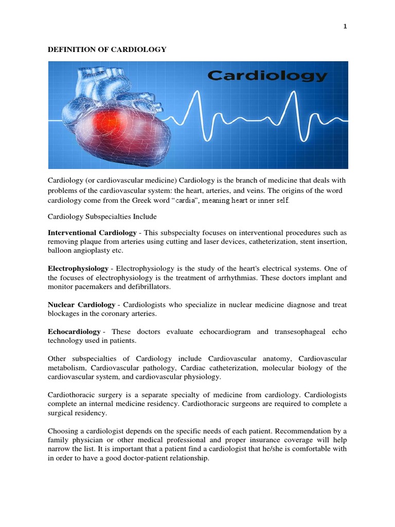 Understanding Cardiology and Cardiologists | PDF | Cardiology | Heart