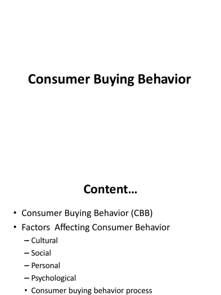 Consumer Buying Behavior | PDF | Consumer Behaviour | Behavior
