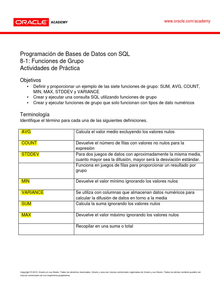 DP 8 1 Practice Esp | PDF | SQL | Informática