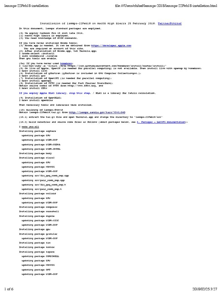 Lammps 22feb18 Installation | PDF | Xcode | System Software