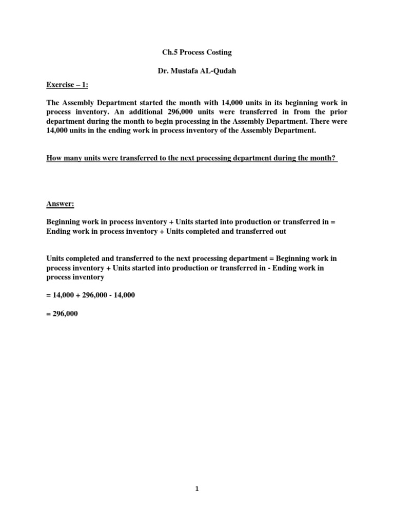 Ch.5 Process Costing - Questions Answers | PDF | Inventory | Cost