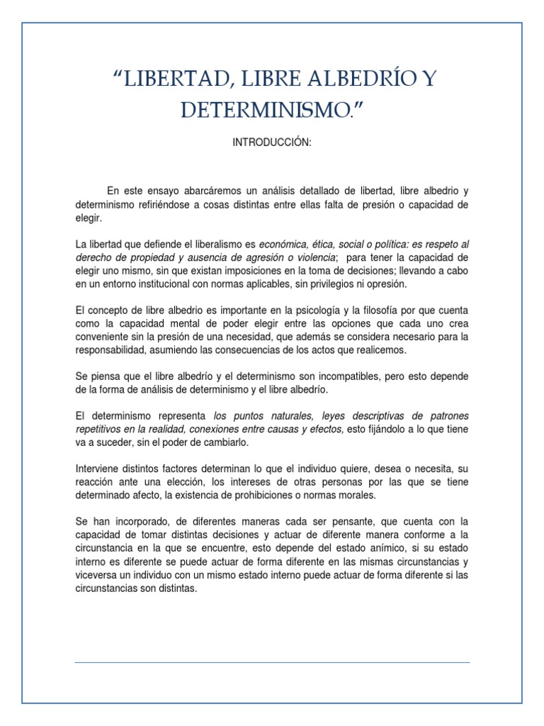 “LIBERTAD, LIBRE ALBEDRÍO Y DETERMINISMO.” | PDF | Libre albedrío | Libertad