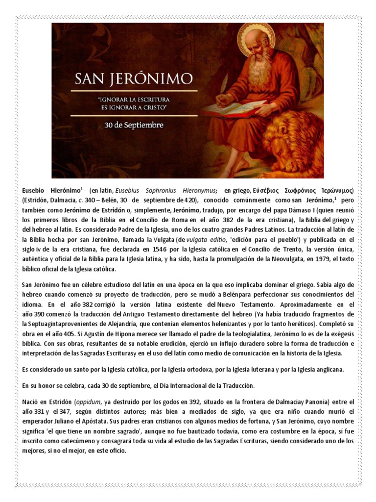 San Jerónimo Toda La Biografía | PDF | Jerome | Biblia