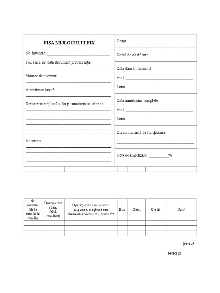 Fisa Mijlocului Fix | PDF