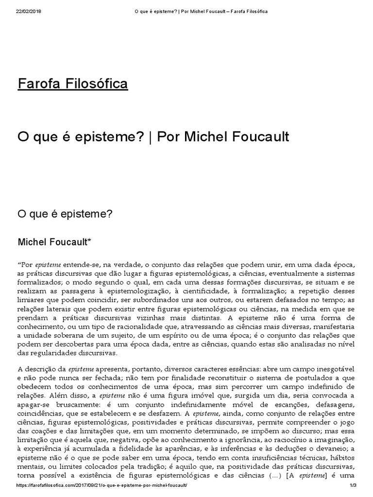 O Que é Episteme_ _ Por Michel Foucault | PDF | Michel Foucault | Science