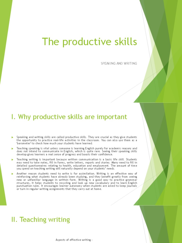 Productive Skills Writing and Speaking | PDF | English Language | Argument