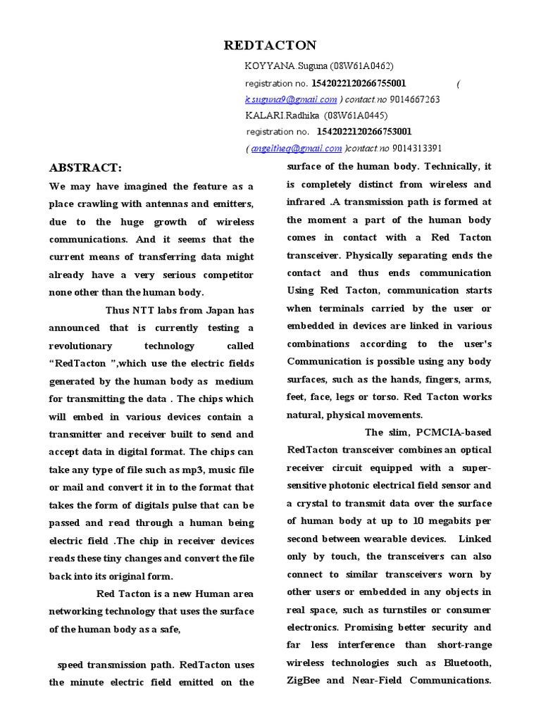 Exploring RedTacton: A Revolutionary Technology That Uses The Human ...