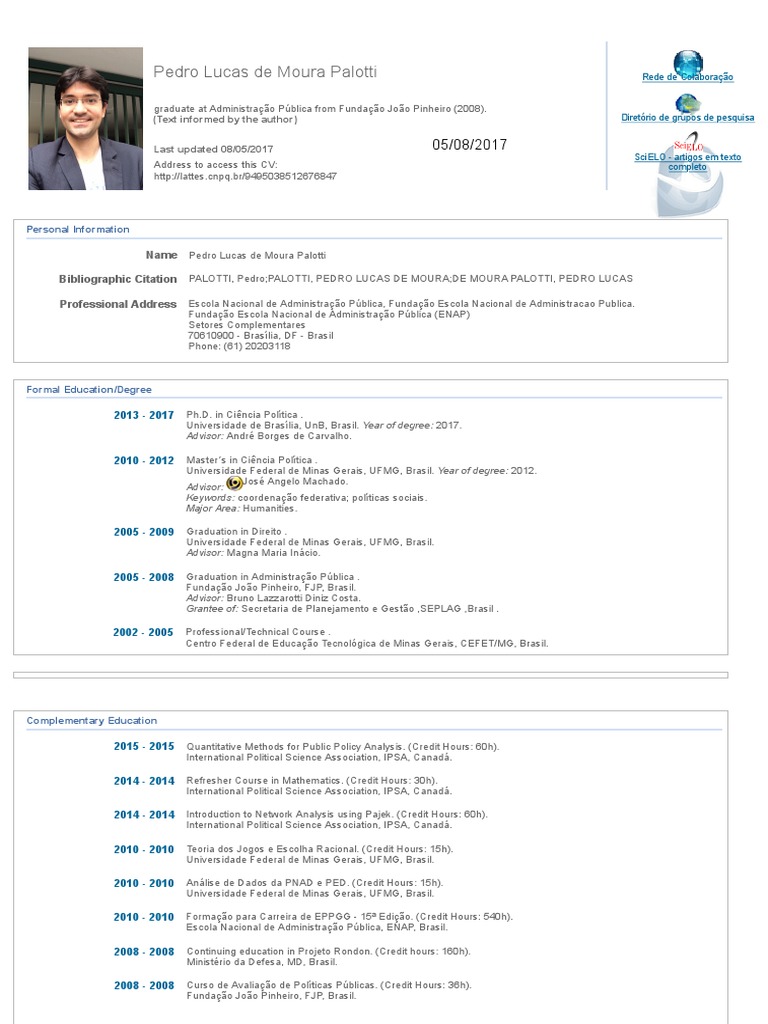 System of Curriculum Lattes (Pedro Lucas de Moura Palotti) | PDF ...