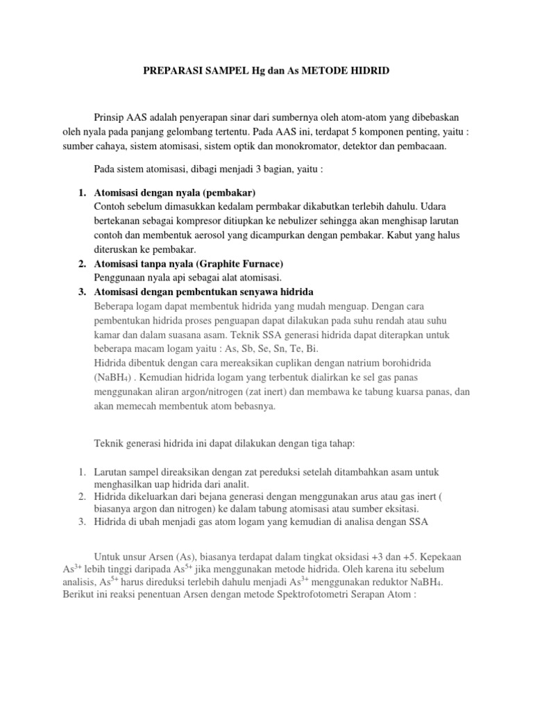 Metode Hidrida untuk Analisis Hg dan As | PDF | Metode & Bahan Ajar