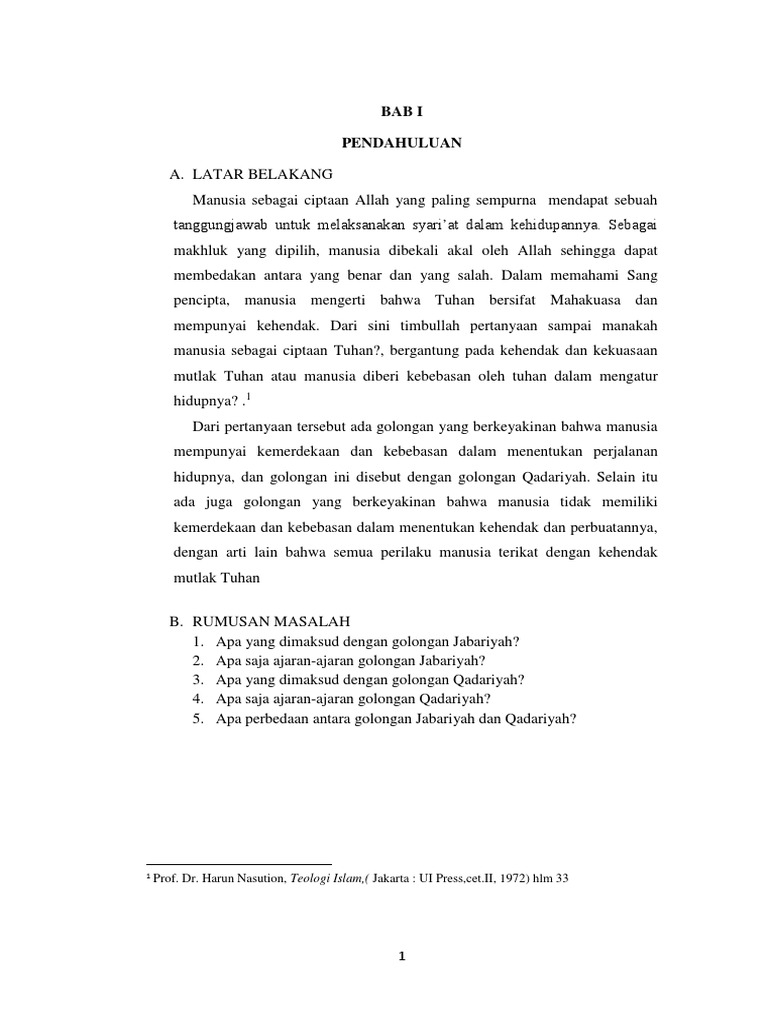 Qadariyah Dan Jabariyah | PDF