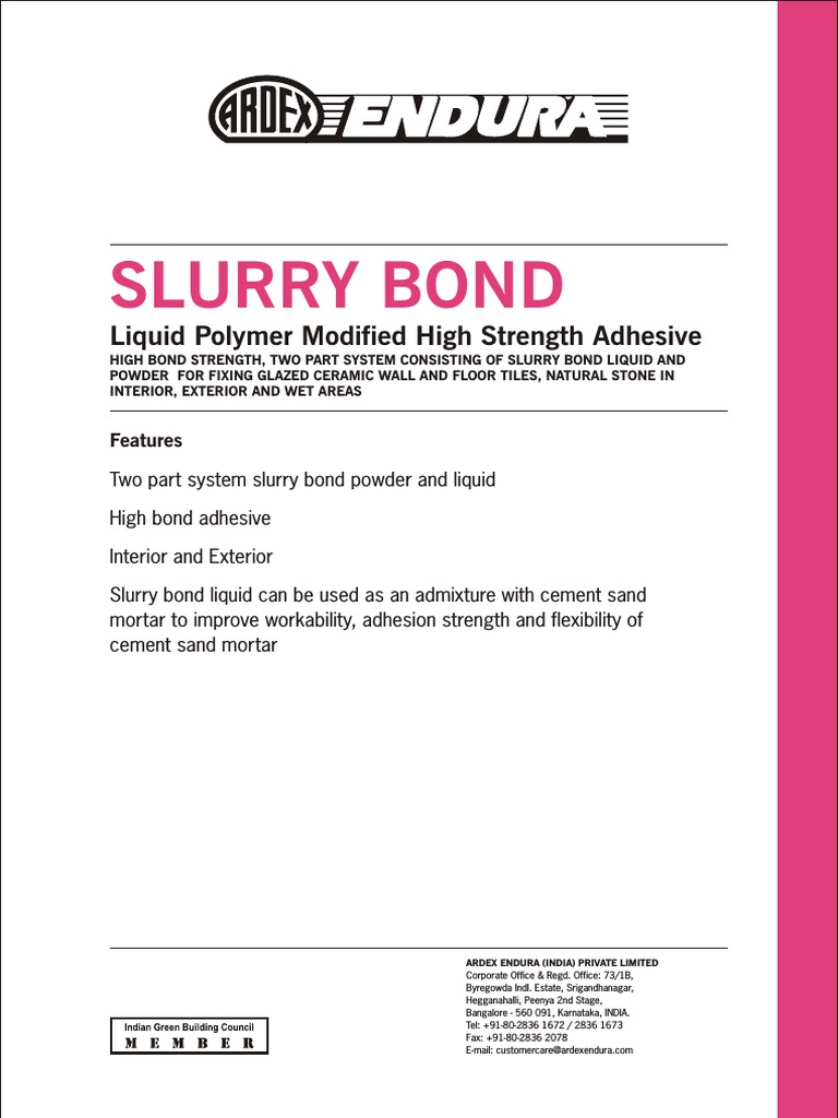 Slurry Bond: Liquid Polymer Modified High Strength Adhesive | PDF ...