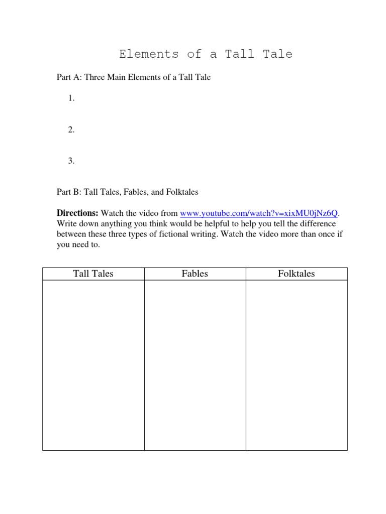 Tall Tale Packet | PDF | Plot (Narrative) | Fairy Tales