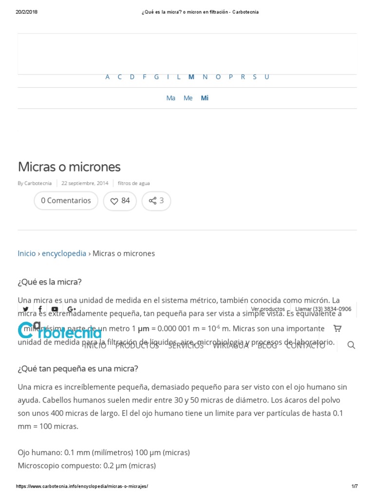 ¿Qué Es La Micra - o Micron en Filtración - Carbotecnia | PDF ...