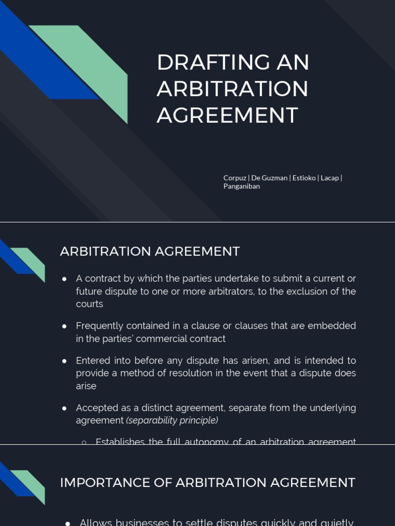 Drafting An Arbitration Agreement | PDF | Arbitration | Arbitration Clause