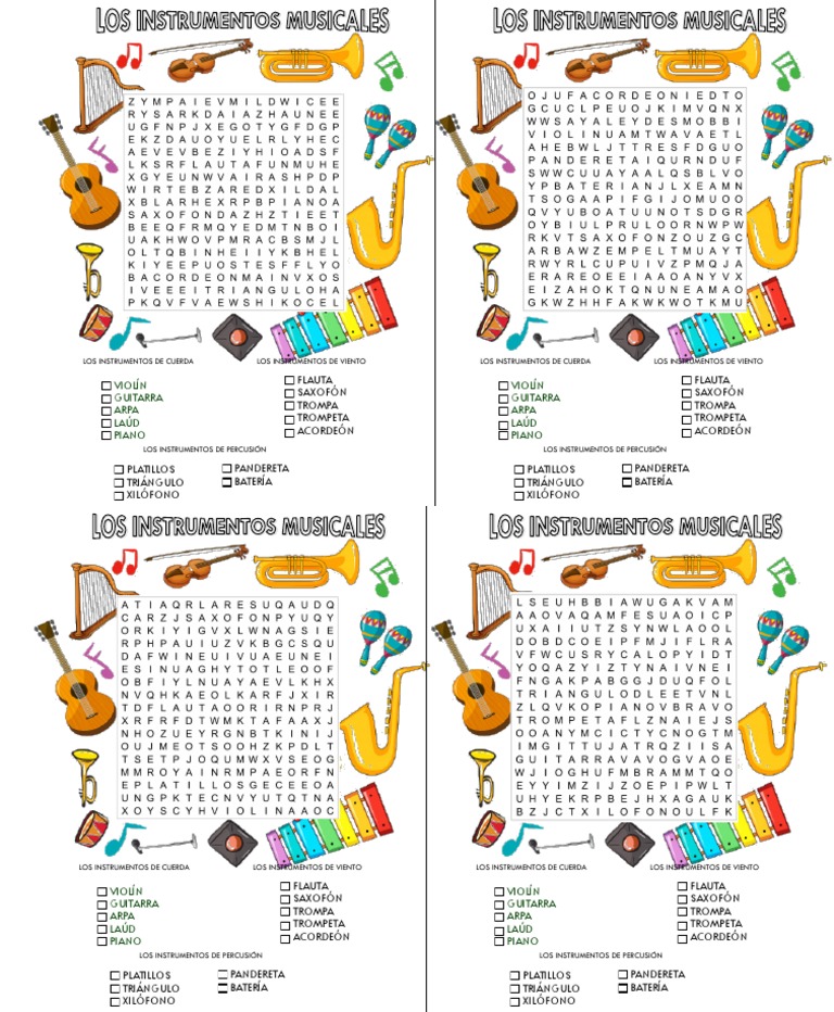 Sopa de Letras Instrumentos Musicales