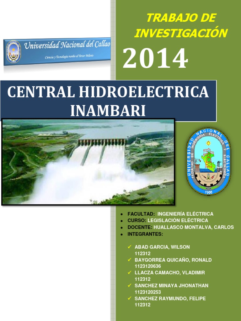 Central Hidroelectrica Inambari Trabajo de Investigacion | PDF | Reservorio | Metano