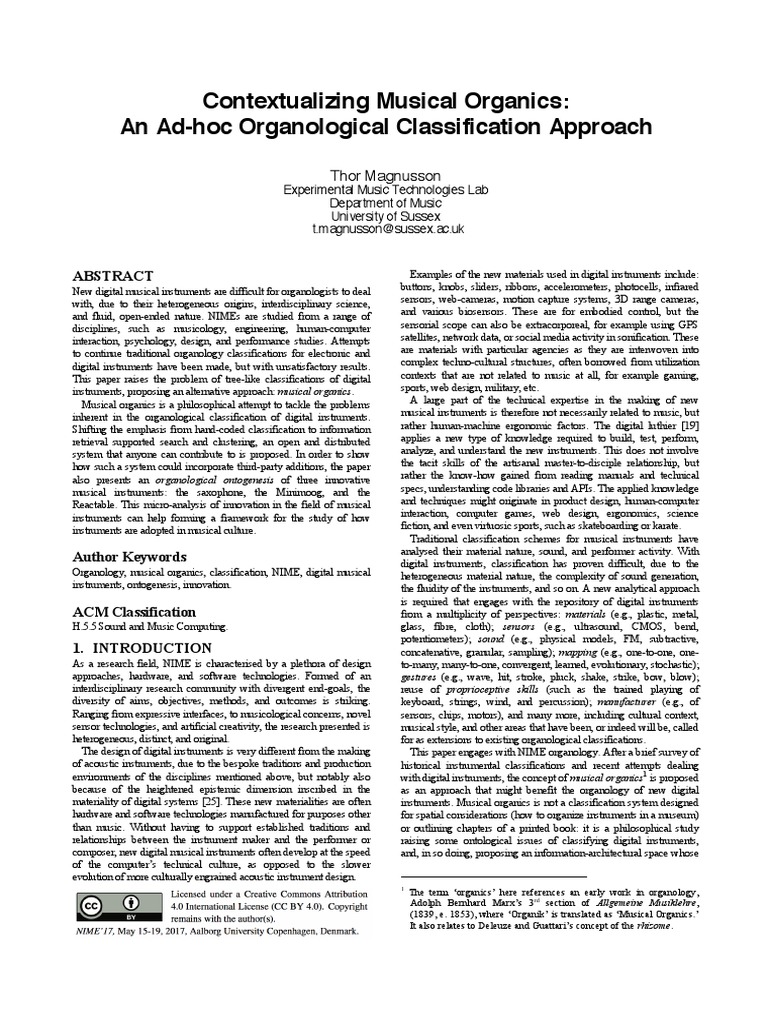 Musical Organics in Digital Instrument Classification | PDF ...