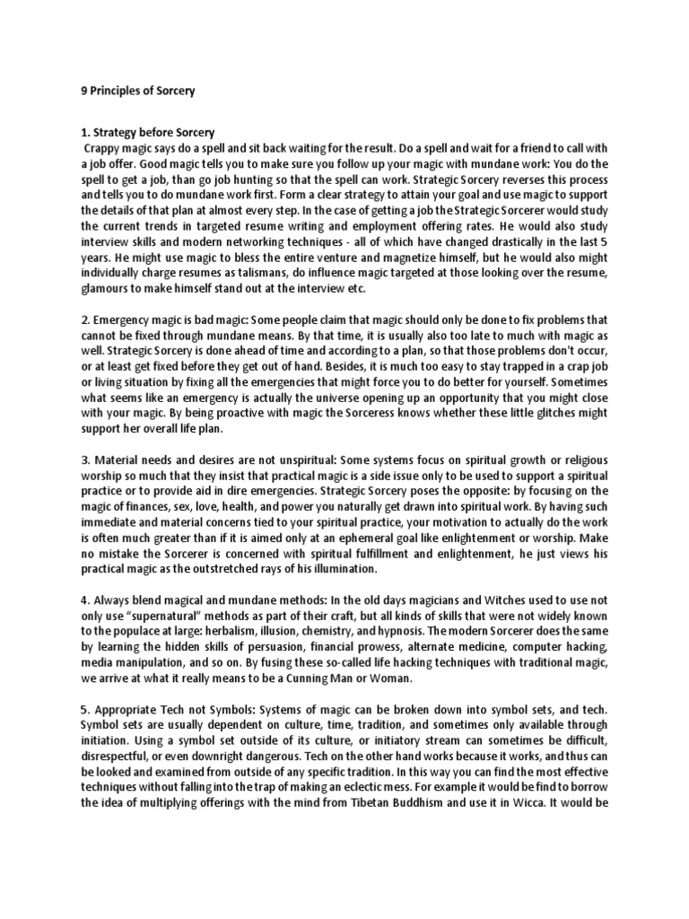 9 Principles of Sorcery | PDF | Magic (Paranormal) | Witchcraft